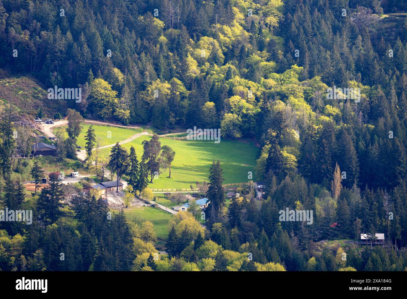 An aerial view of Fulford Valley from Mount Bruce, Salt Spring Island ...