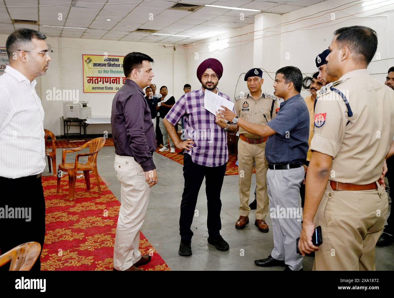 NOIDA, INDIA - JUNE 3: General Observer Simrandeep Singh and other officials inspected the ...