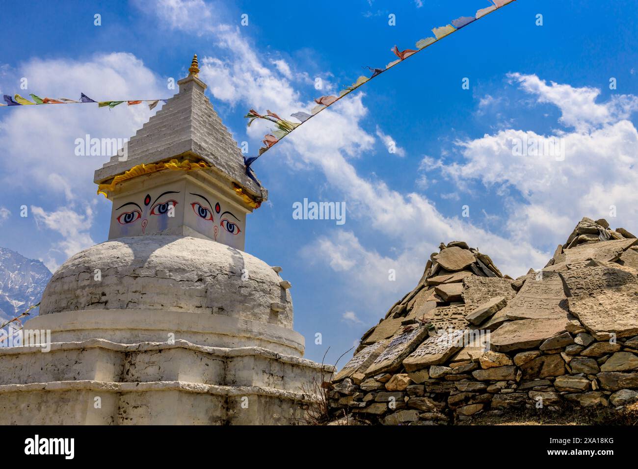 Stupa with Buddha eyes in Nepal. Religious building of buddhism pagoda ...