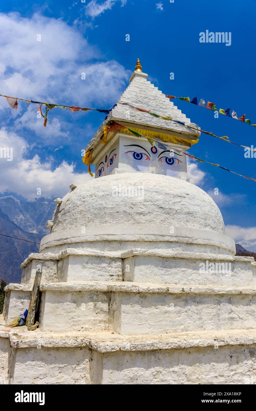 Stupa with Buddha eyes in Nepal. Religious building of buddhism pagoda ...