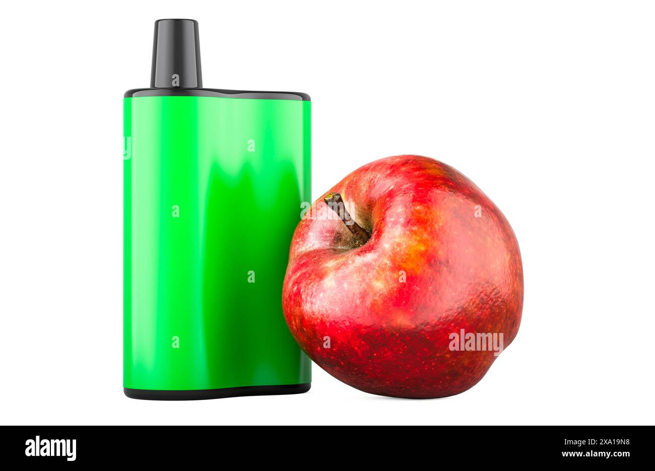Disposable Vape with apple flavor. 3D rendering isolated on white ...