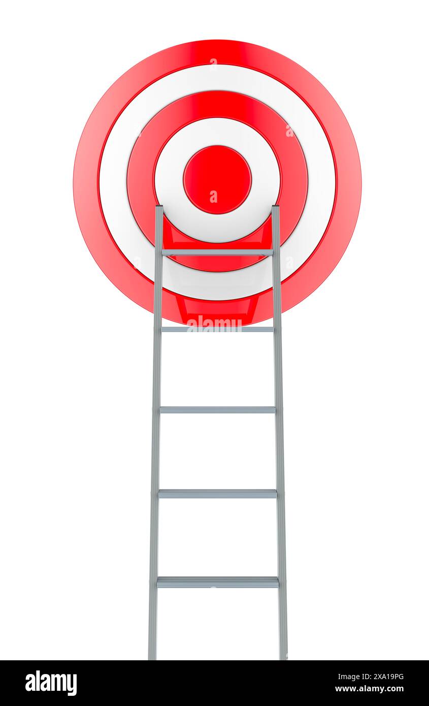 Target and stairs. Progress and success, concept. 3D rendering isolated ...