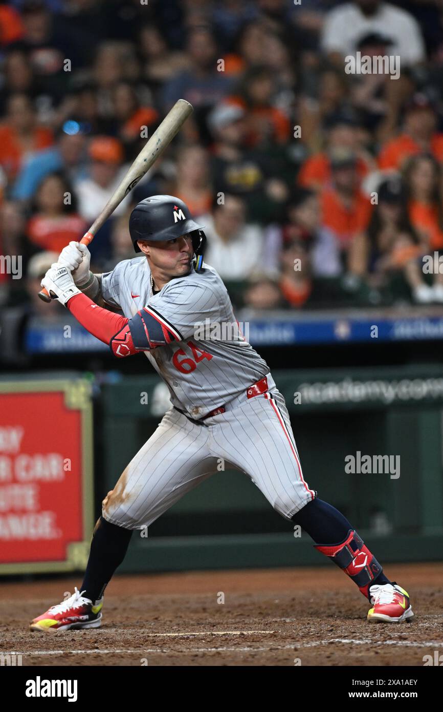 Minnesota Twins third base Jose Miranda (64) ni the seventh inning ...