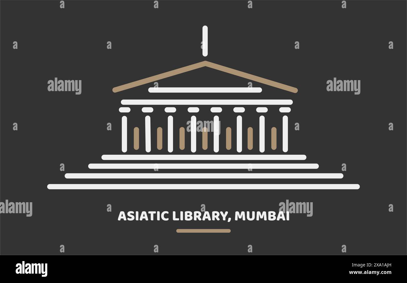 An icon of the Asiatic Library in Mumbai on a dark backdrop Stock Photo ...