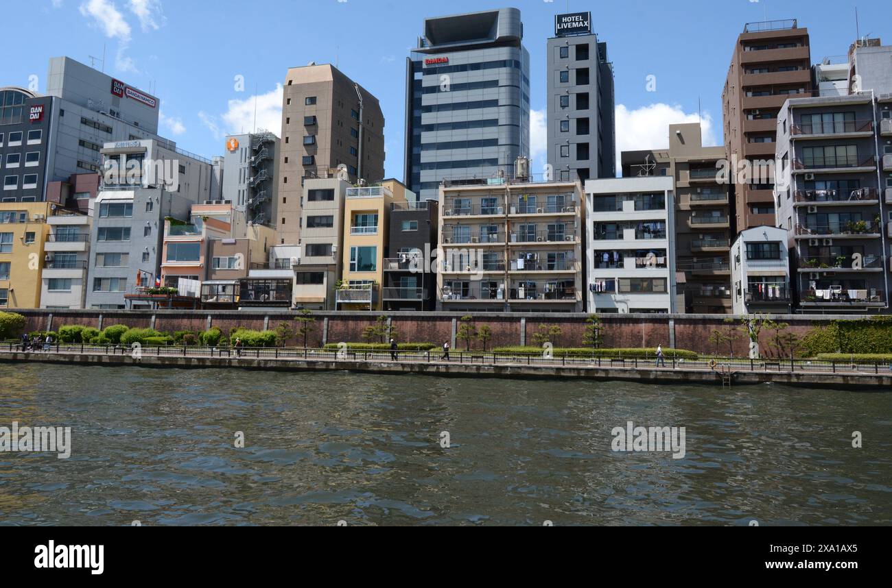 Japan Tokyo on the water river cruise Japanese person people cold ...