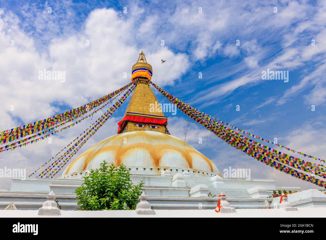 Stupa with Buddha eyes in Nepal. Religious building of buddhism pagoda ...