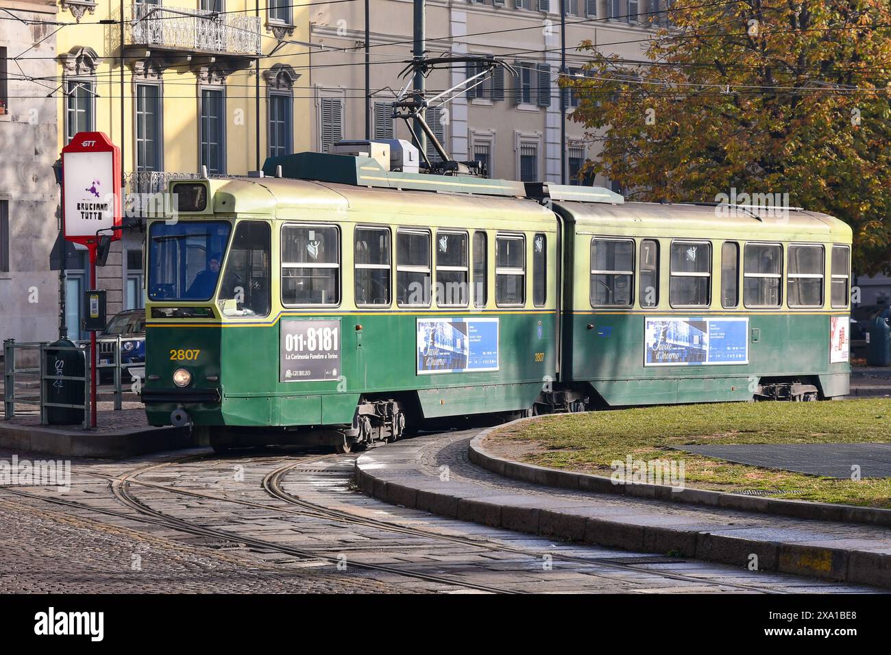 Historic tram line 7 (1930) in Piazza Carlo Emanuele II, or Piazza ...
