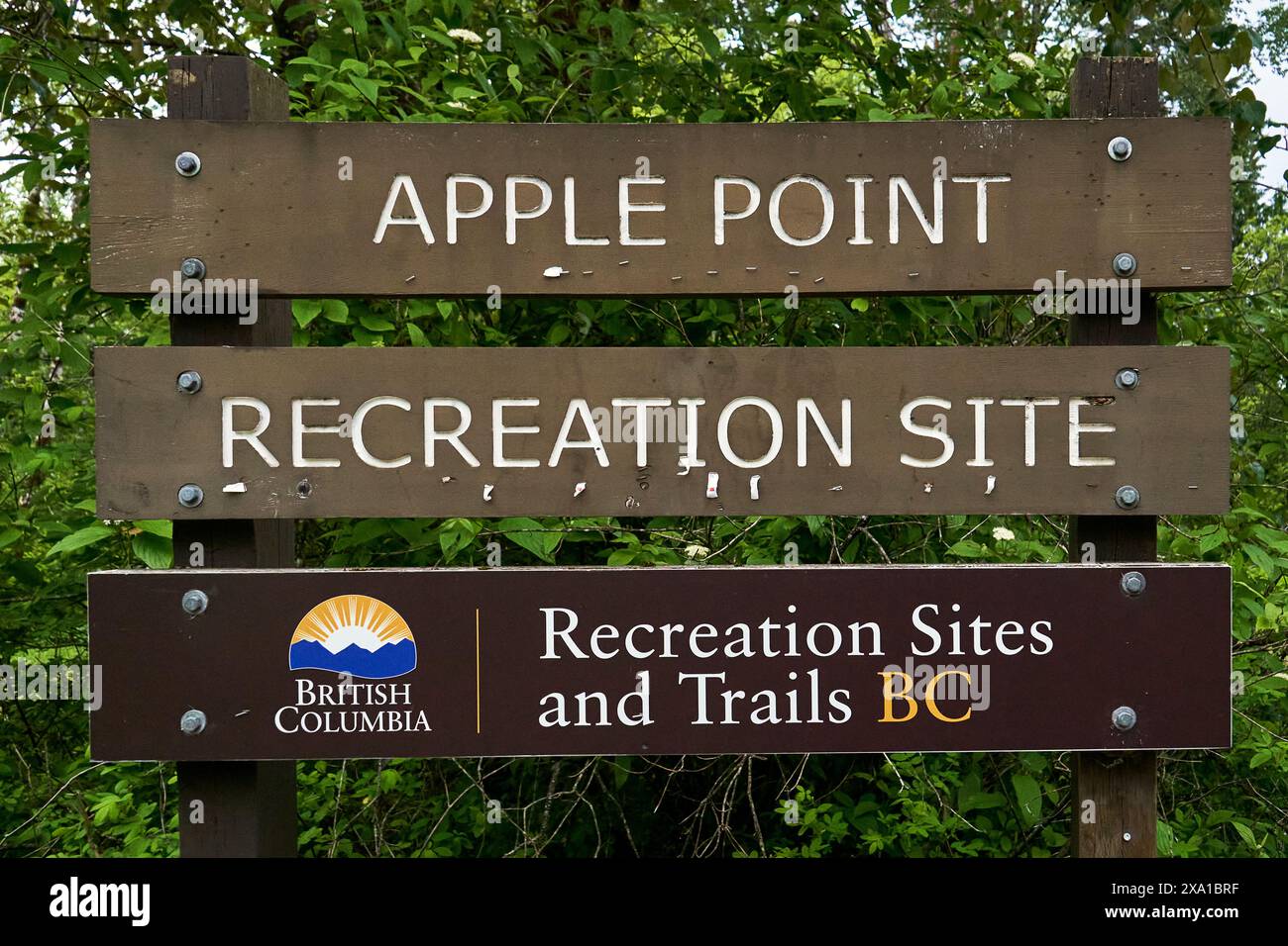 A large wooden sign identifying Apple Point Recreation Site, Recreation ...