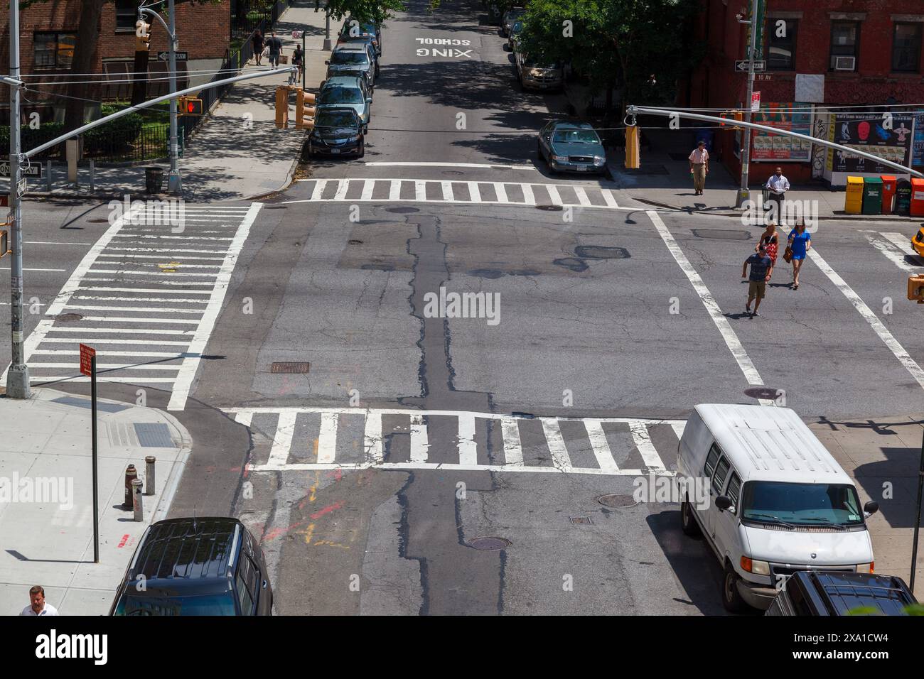 The West side street in Chelsea from the Highline Park, elevated linear ...