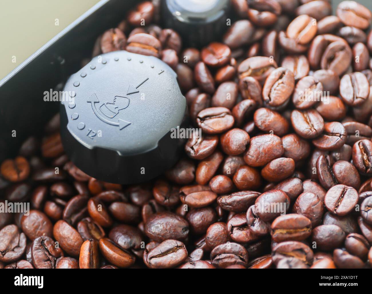 The Arabica coffee beans before roasting in a coffee machine Stock ...