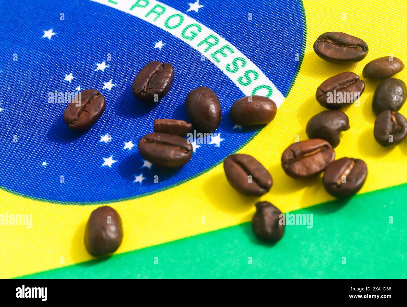 The National flag of Brazil with coffee beans Stock Photo - Alamy