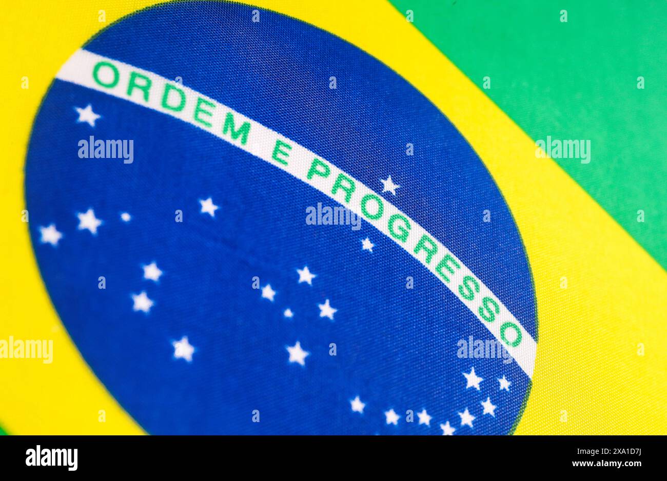 A closeup of the national flag of Brazil Stock Photo - Alamy