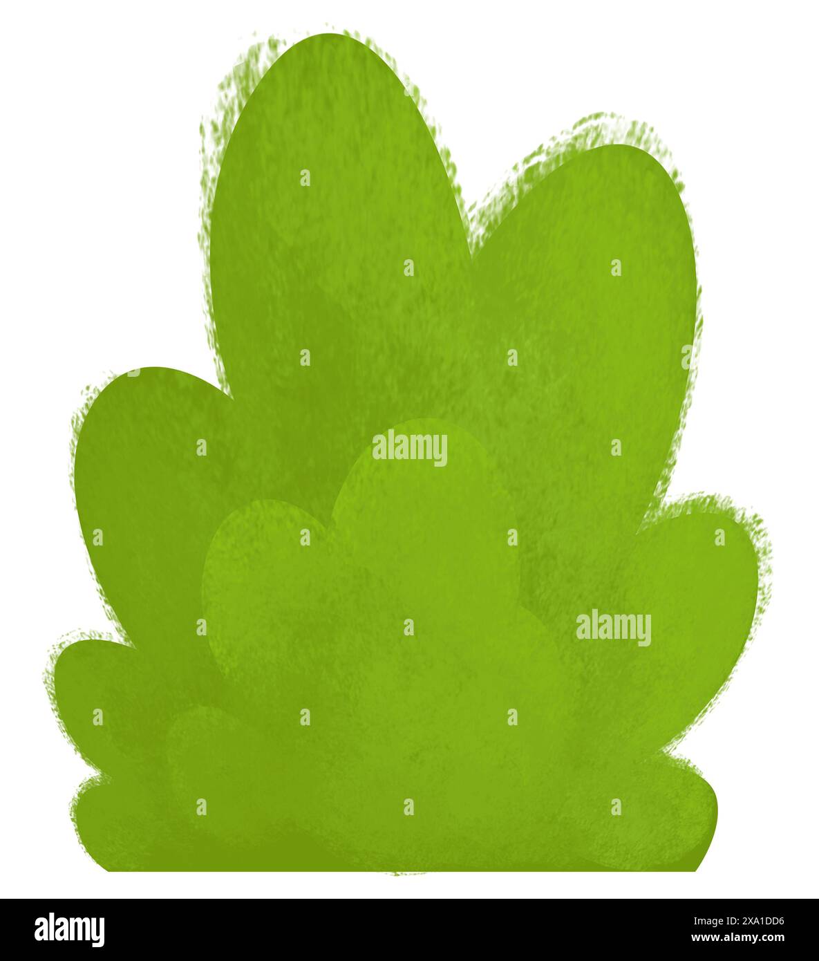 cartoon scene with green garden park element plant bush nature isolated ...