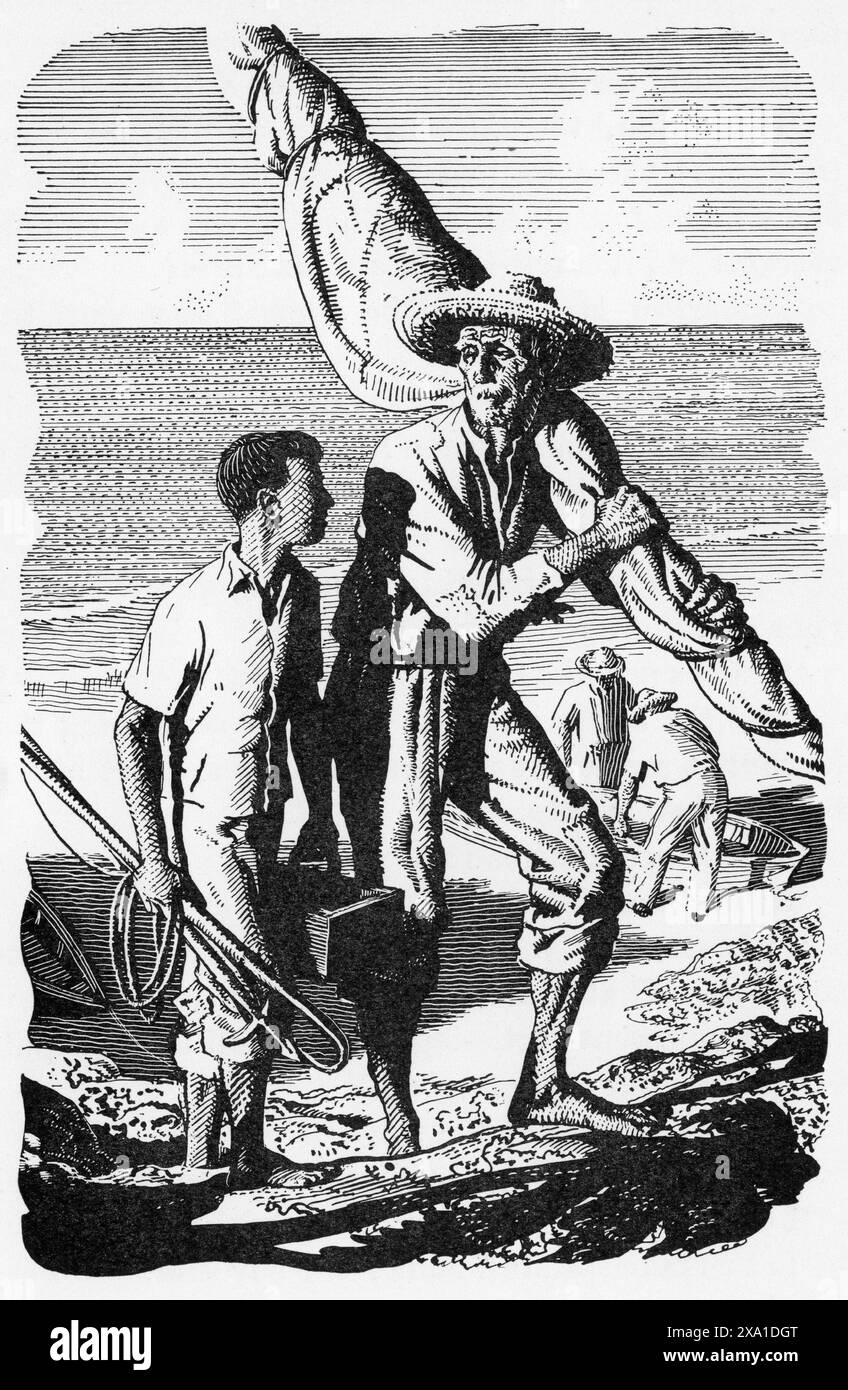 Illustralion from the book The Old Man and the Sea by Ernest Hemingway ...