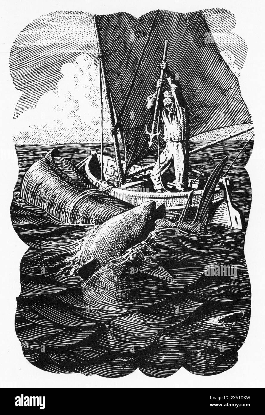 Illustralion from the book The Old Man and the Sea by Ernest Hemingway ...