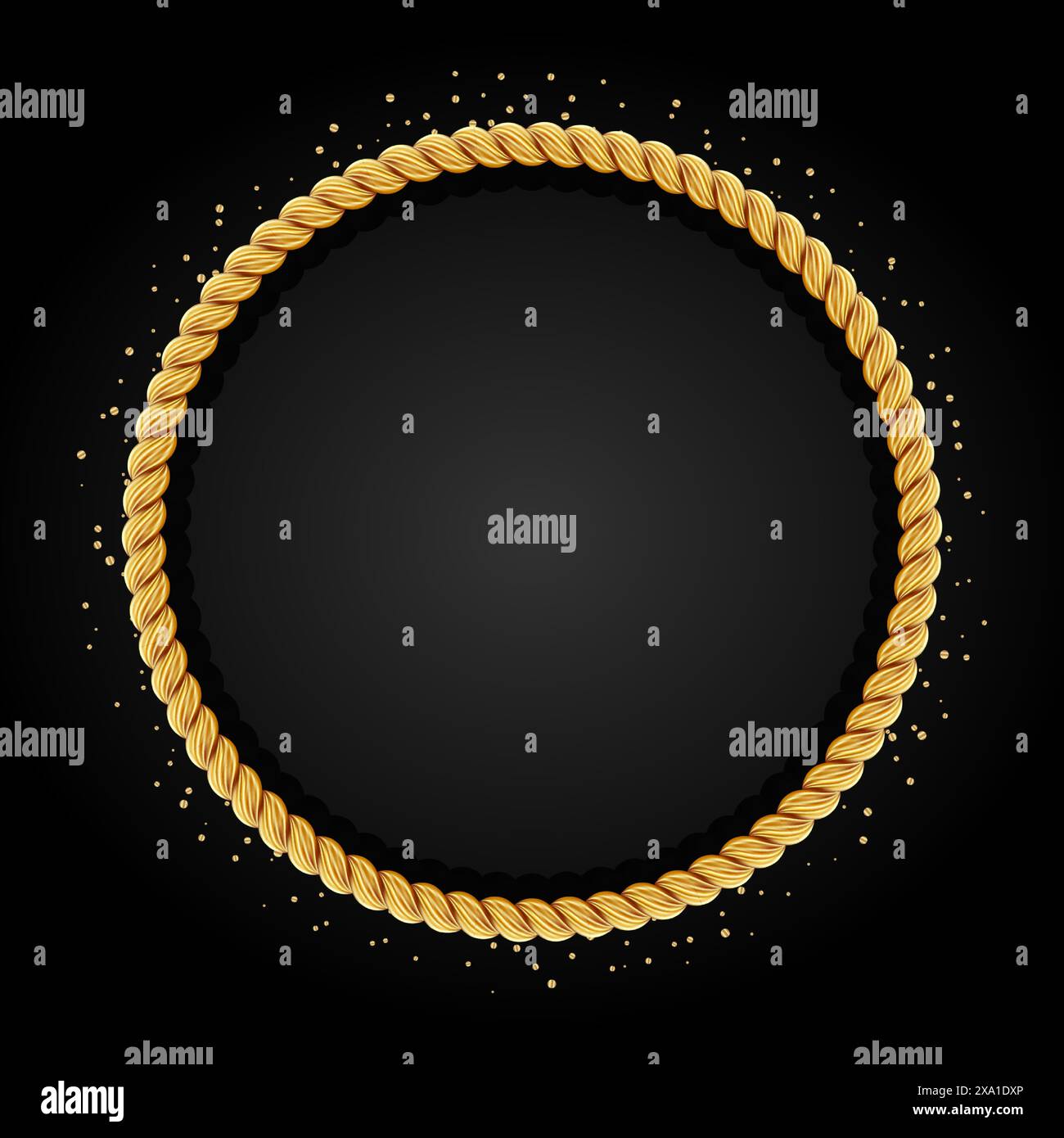 Gold twisted rope circle frame. Round rope border Stock Vector Image ...