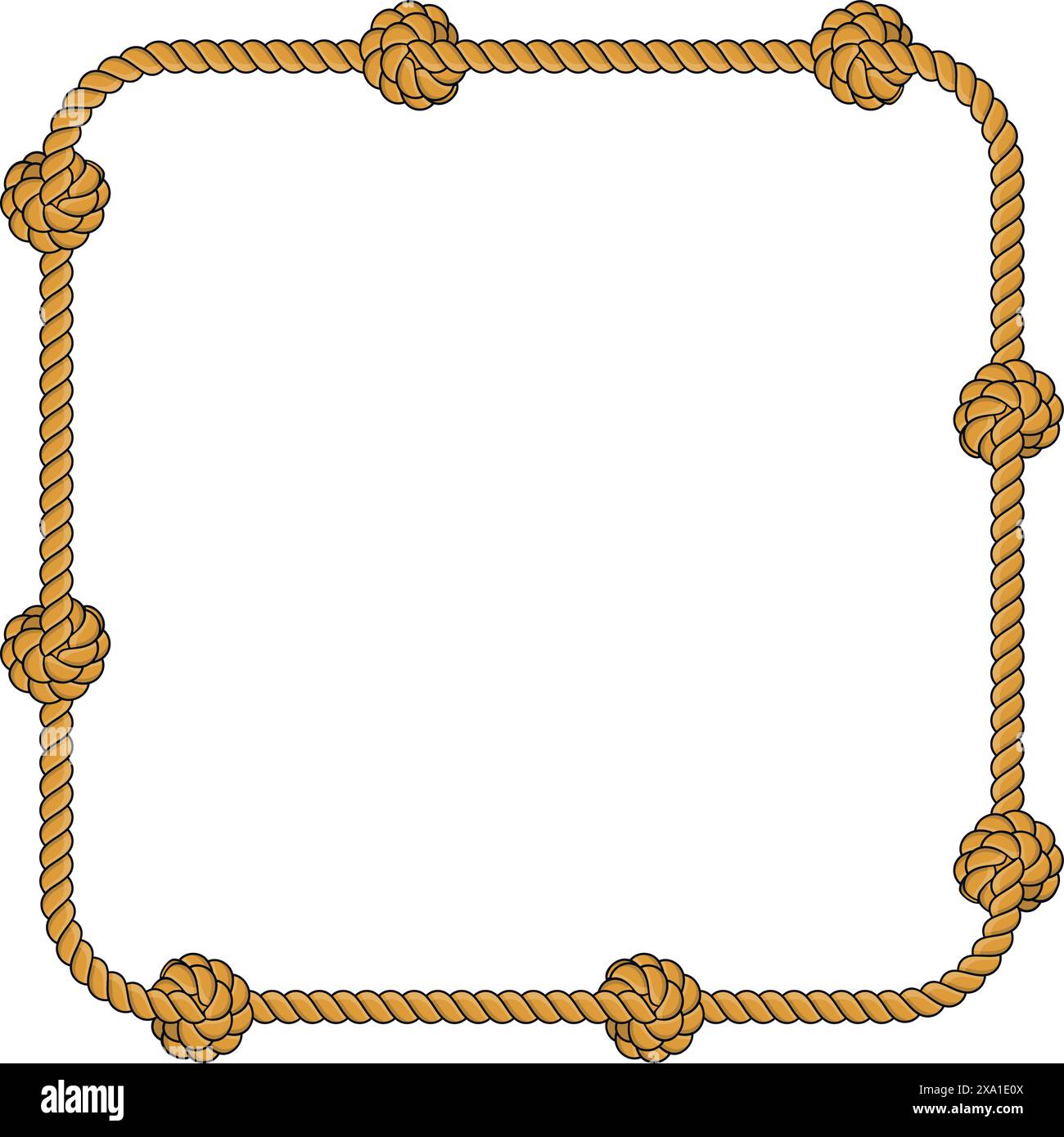 Square rope frame isolated on white background. Twisted cord Stock ...