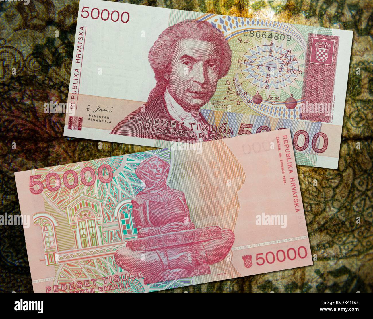 Croatian Dinar currency with Roger Joseph Boscovich portrait Stock ...
