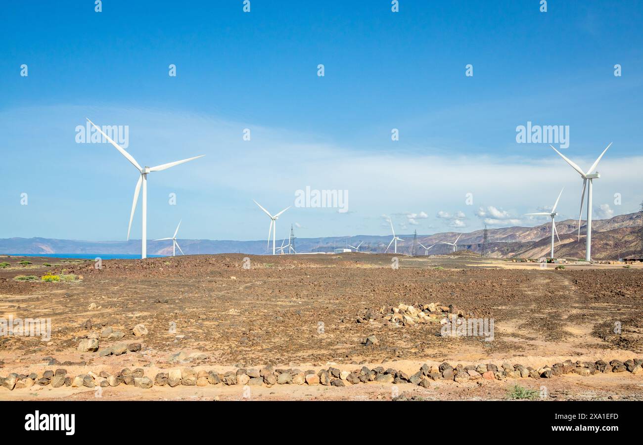 The Ghoubet wind power turbines generators of grid station farms ...