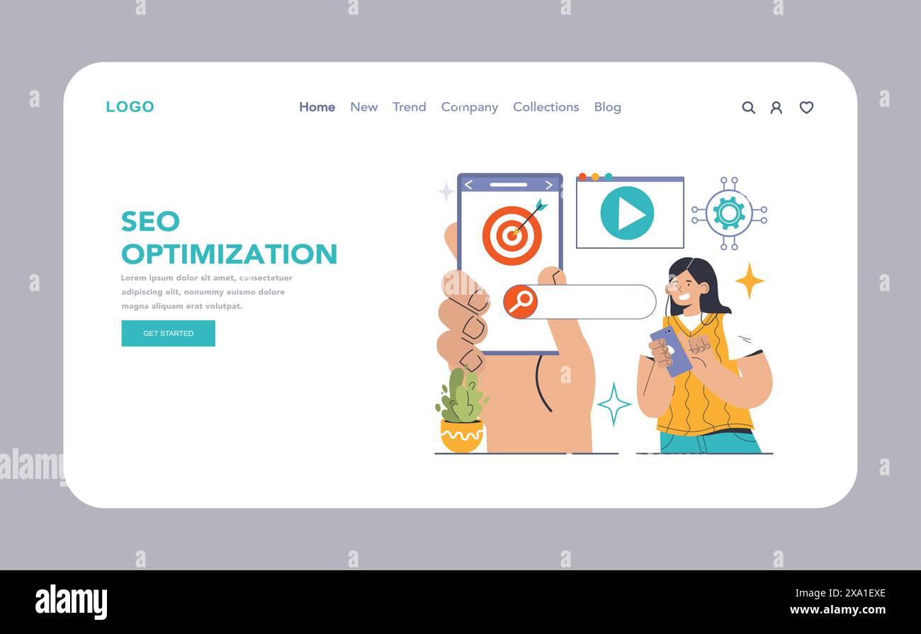 Website optimization concept. Targeting search relevance with precision. Engaging content and ...