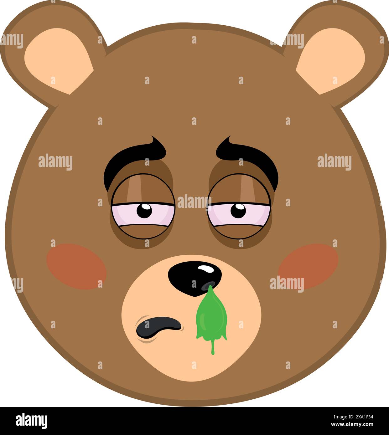 vector illustration face brown bear grizzly cartoon pale with flu ...