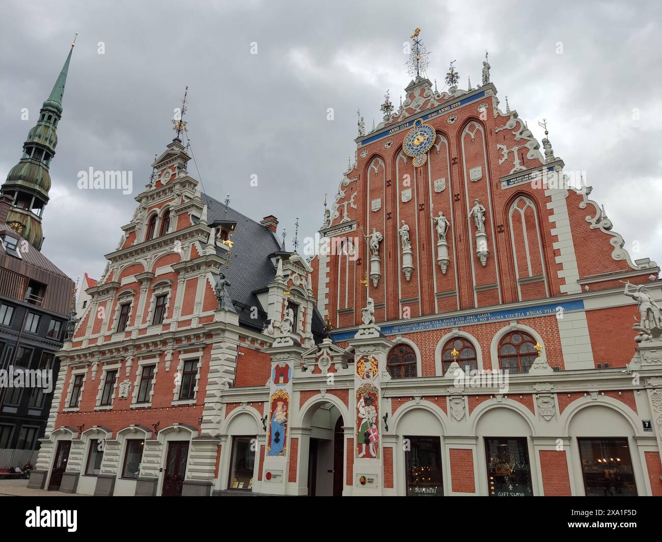 A street scene showcasing buildings in Riga, Latvia Stock Photo - Alamy
