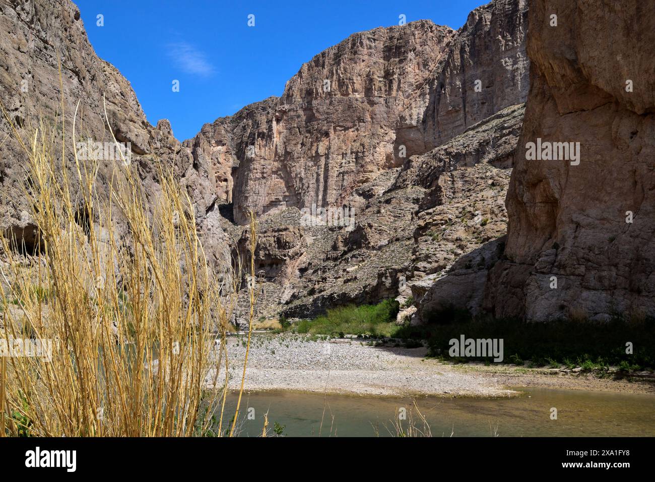 The river flowing through a gorge in Big Bend National Park. Texas, USA ...
