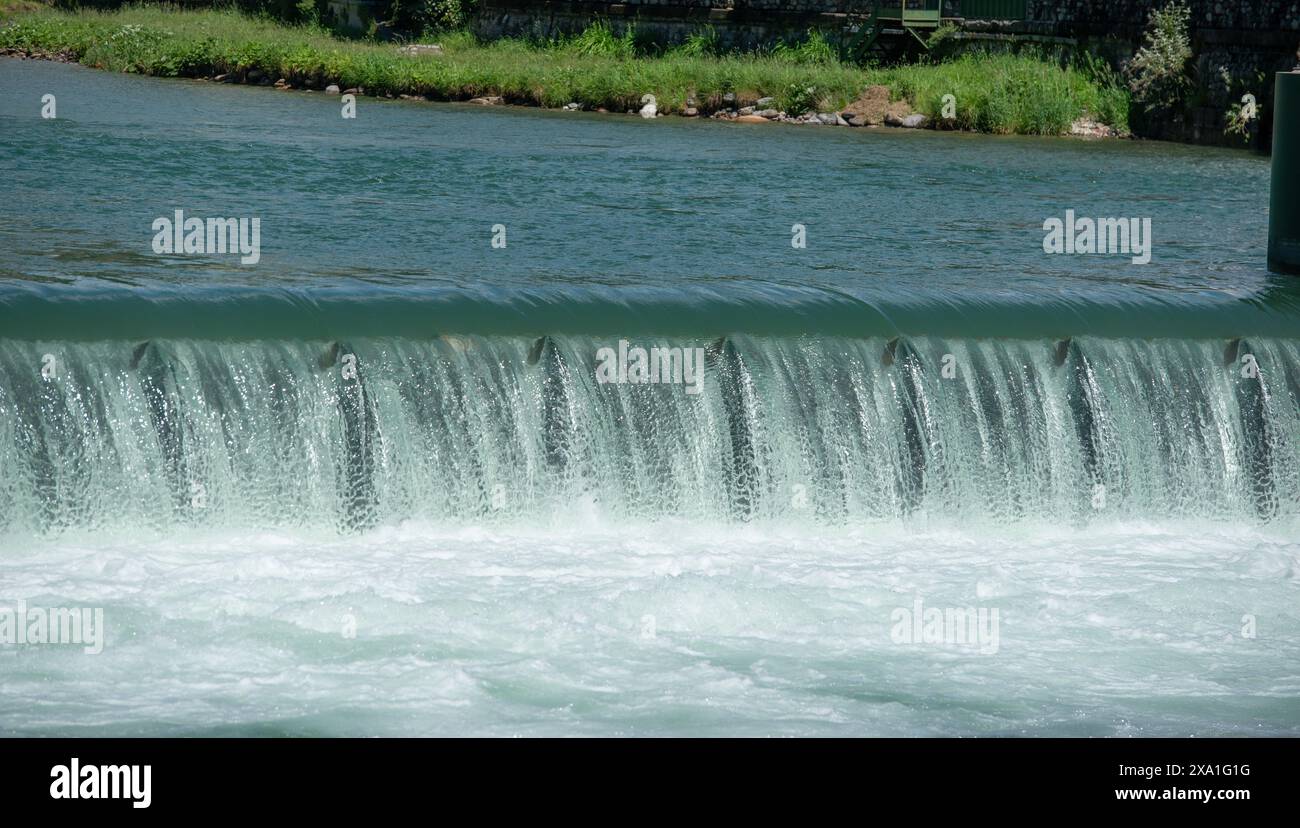 Dam with movable bulkheads on the Brembo river Stock Photo - Alamy