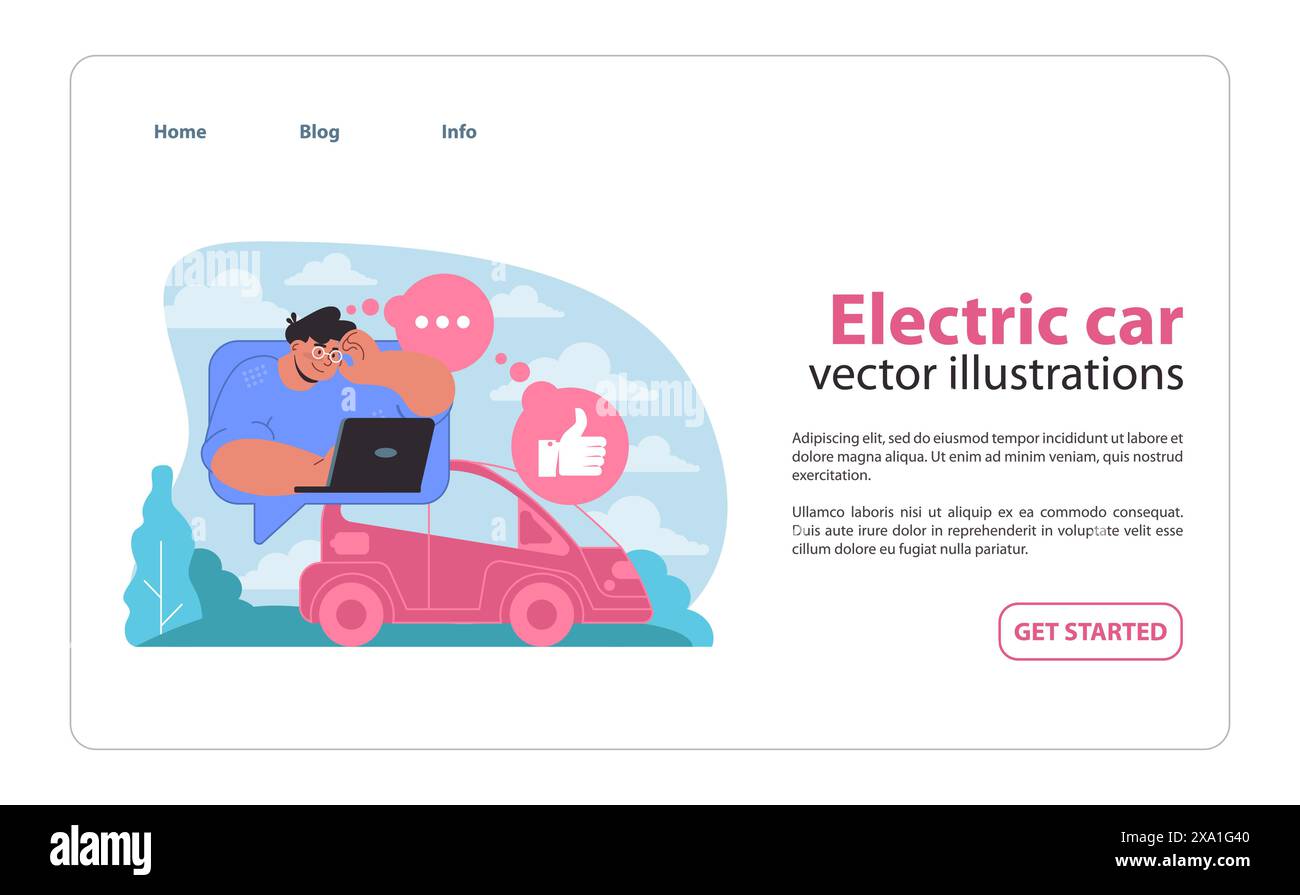 Embracing the electric revolution. A cheerful user interacts online ...