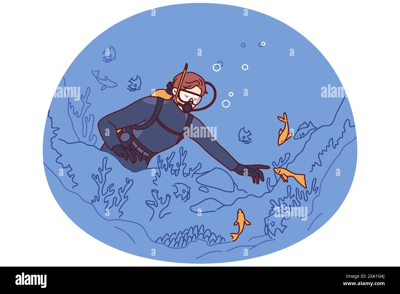 Woman diver explores seabed, getting involved in underwater travel and ...