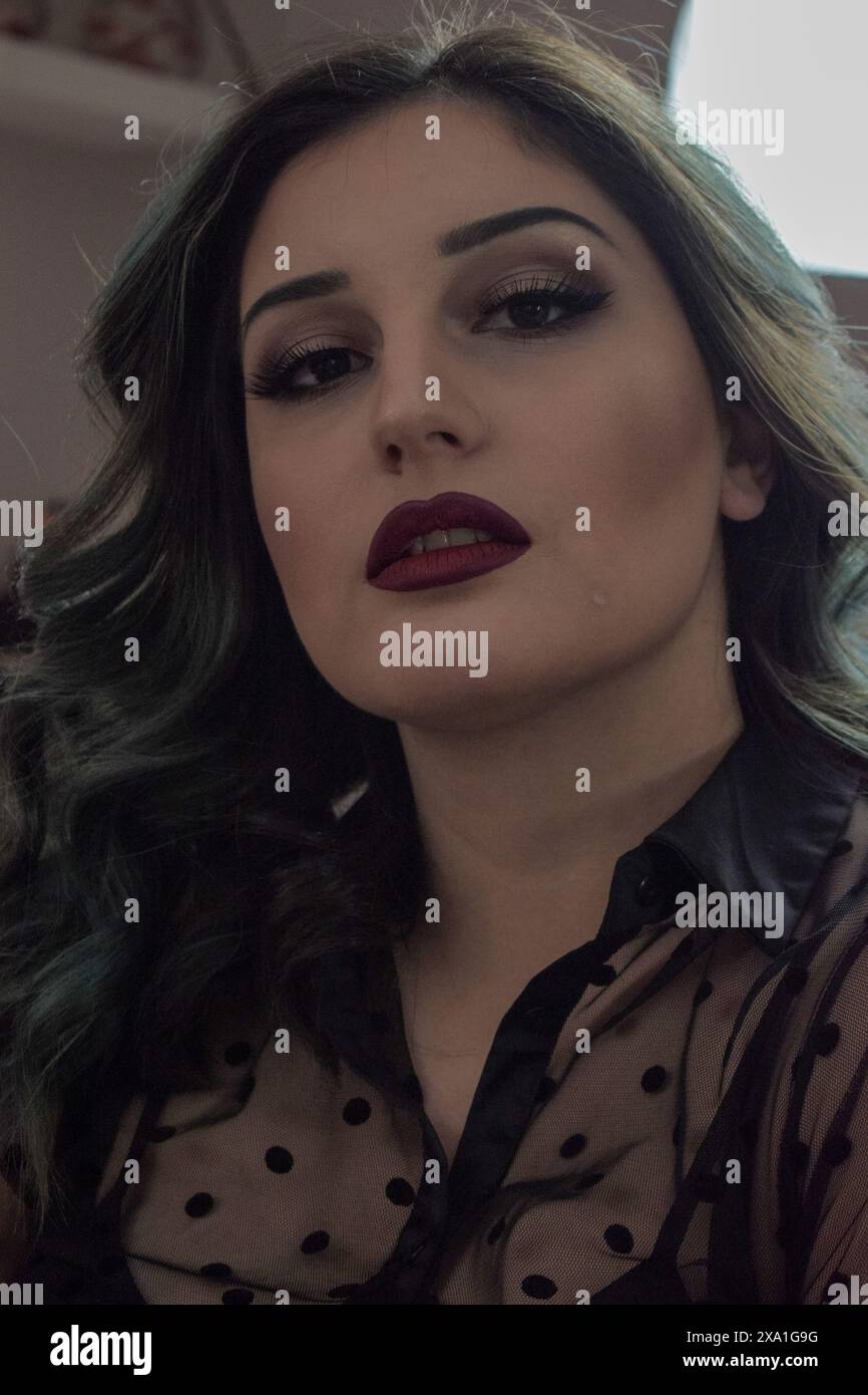 Girl checks makeup hi-res stock photography and images - Alamy