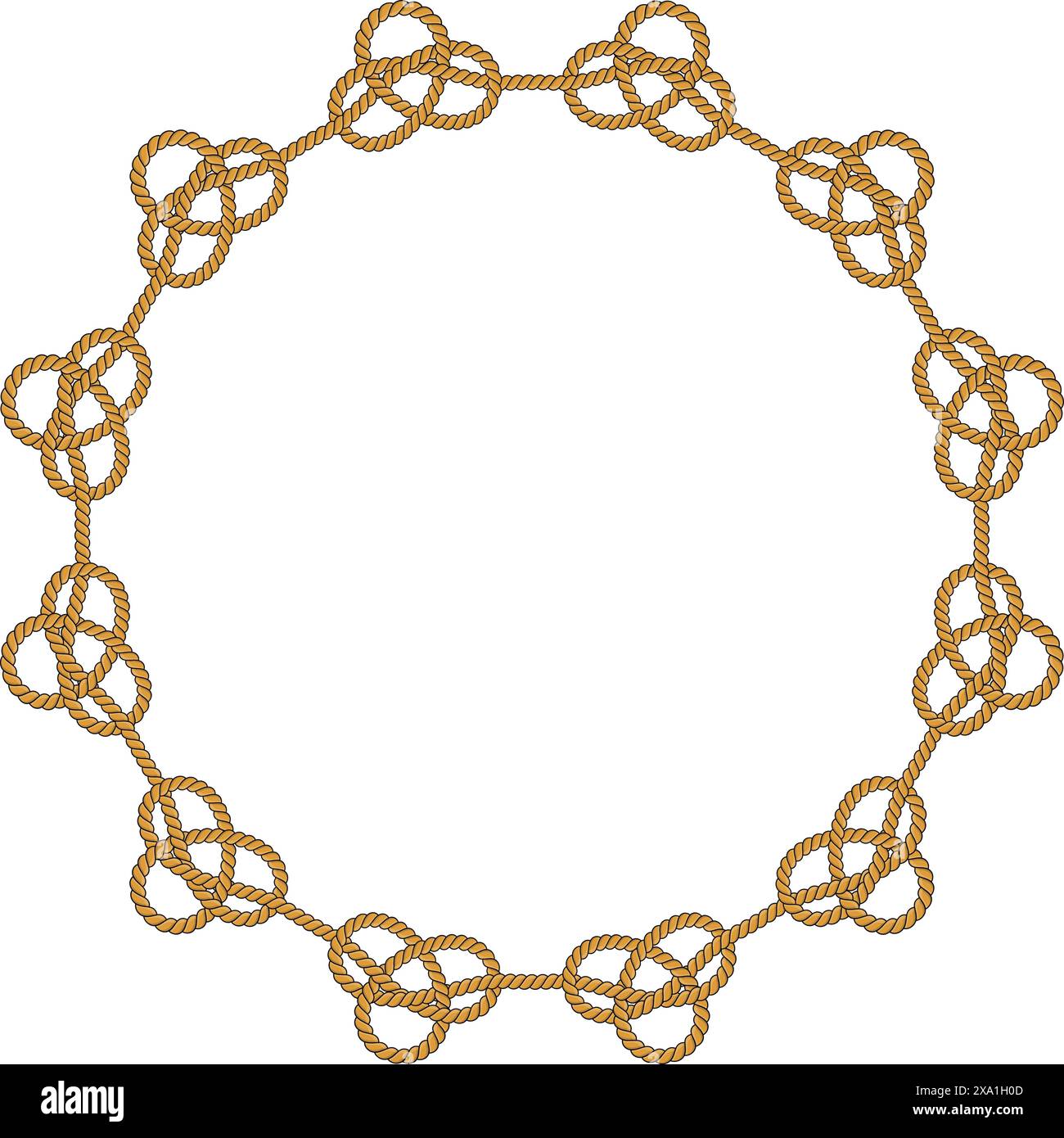 Round rope frame isolated on white background. Twisted cord Stock ...