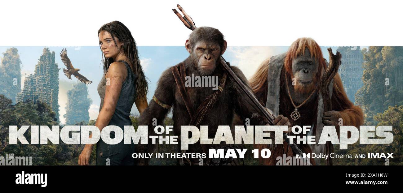 KINGDOM OF THE PLANET OF THE APES, banner poster, from left: Freya ...