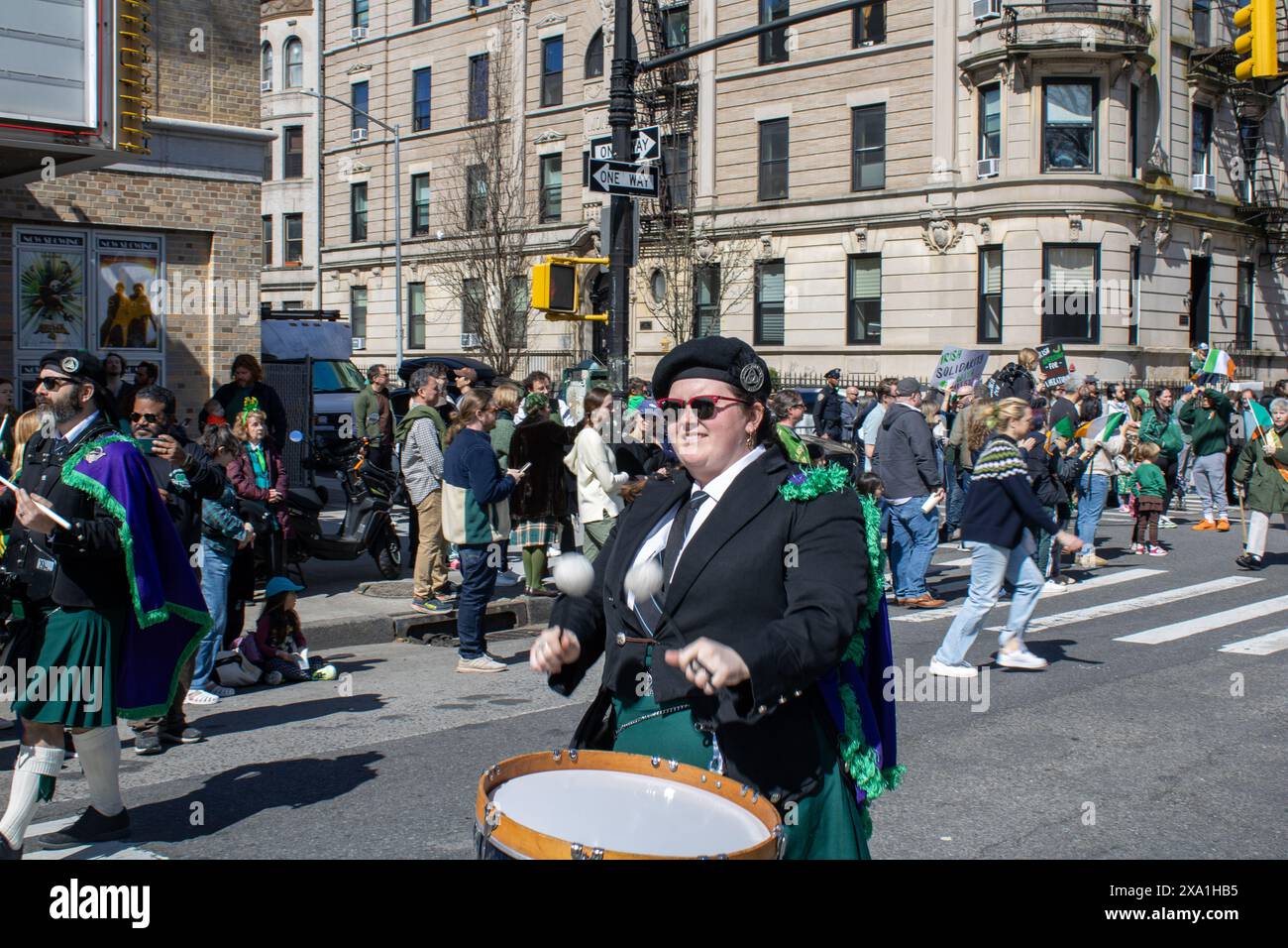 A bustling street parade with a big crowd gathered in New York, United ...