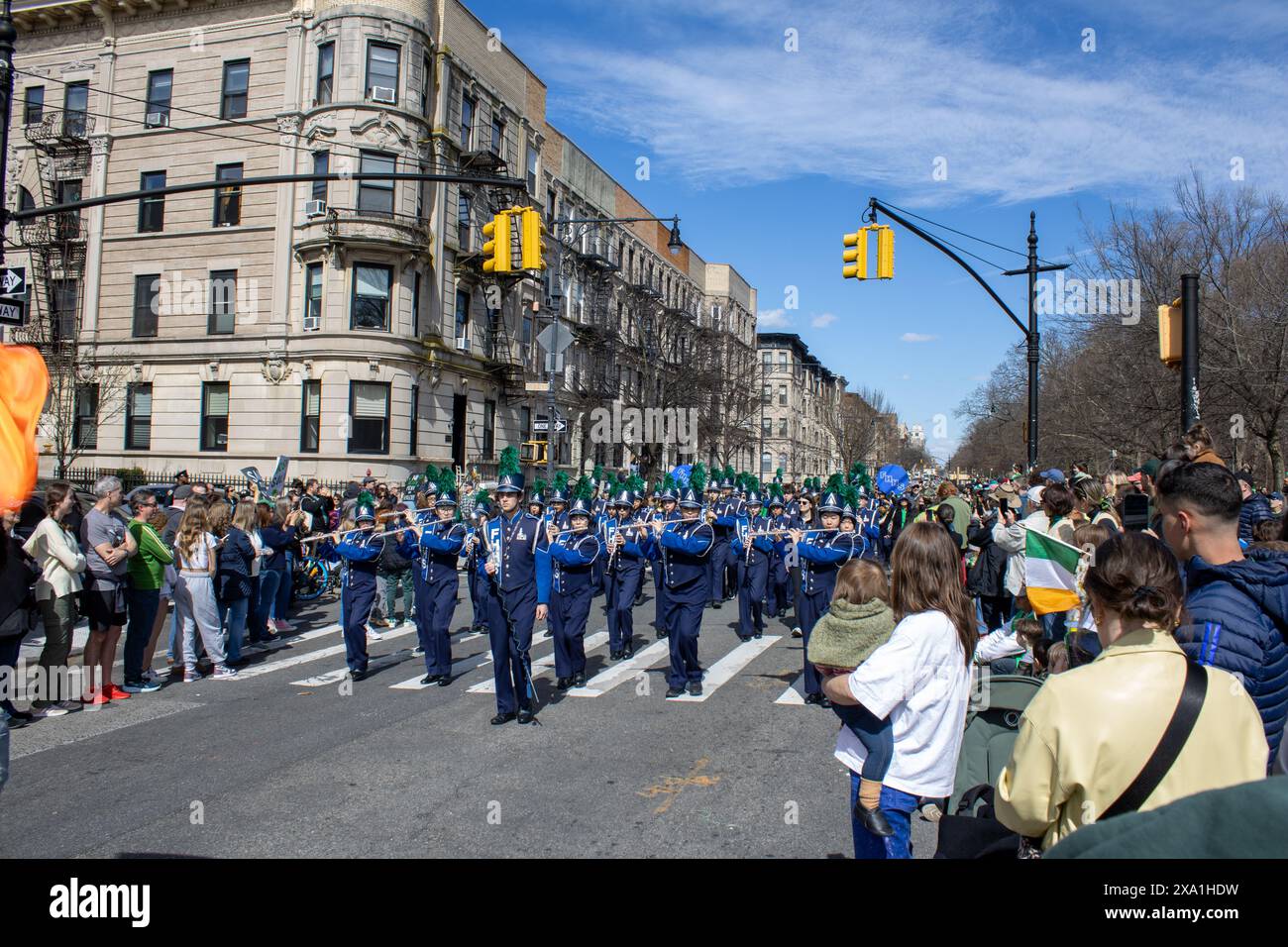 A bustling street parade with a big crowd gathered in New York, United ...