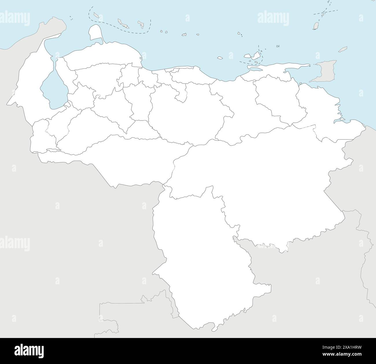 Vector blank map of Venezuela with states, capital district, federal ...