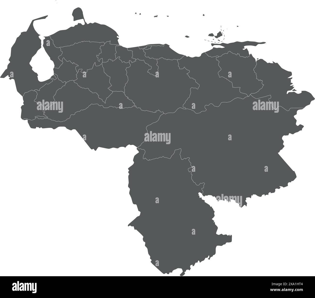 Vector blank map of Venezuela with states, capital district, federal ...