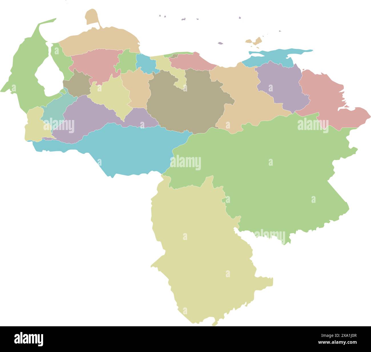 Vector blank map of Venezuela with states, capital district, federal ...