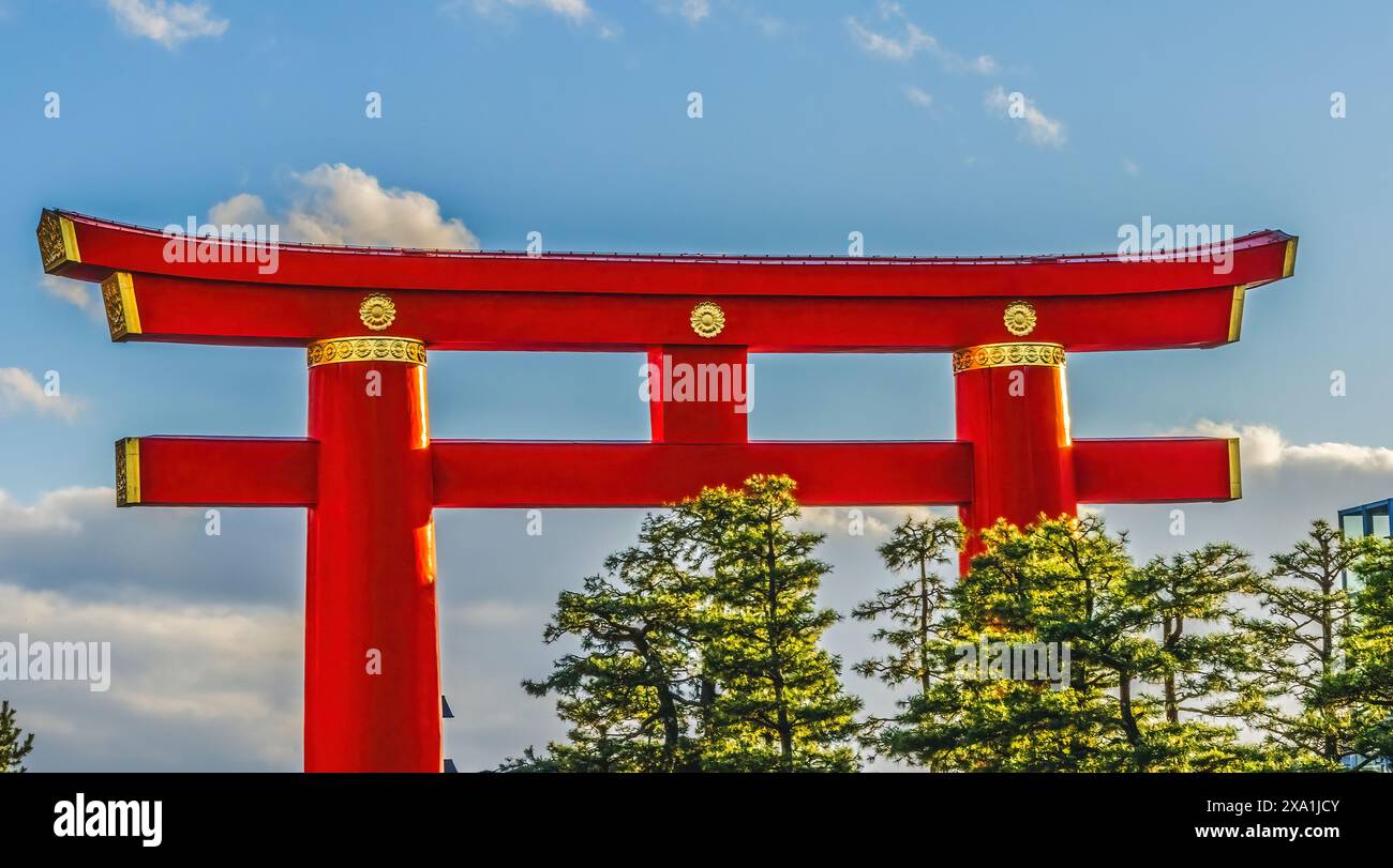 Colorful Large Red Tori Gate Heian Shinto Shrine Kyoto Japan. Tori ...