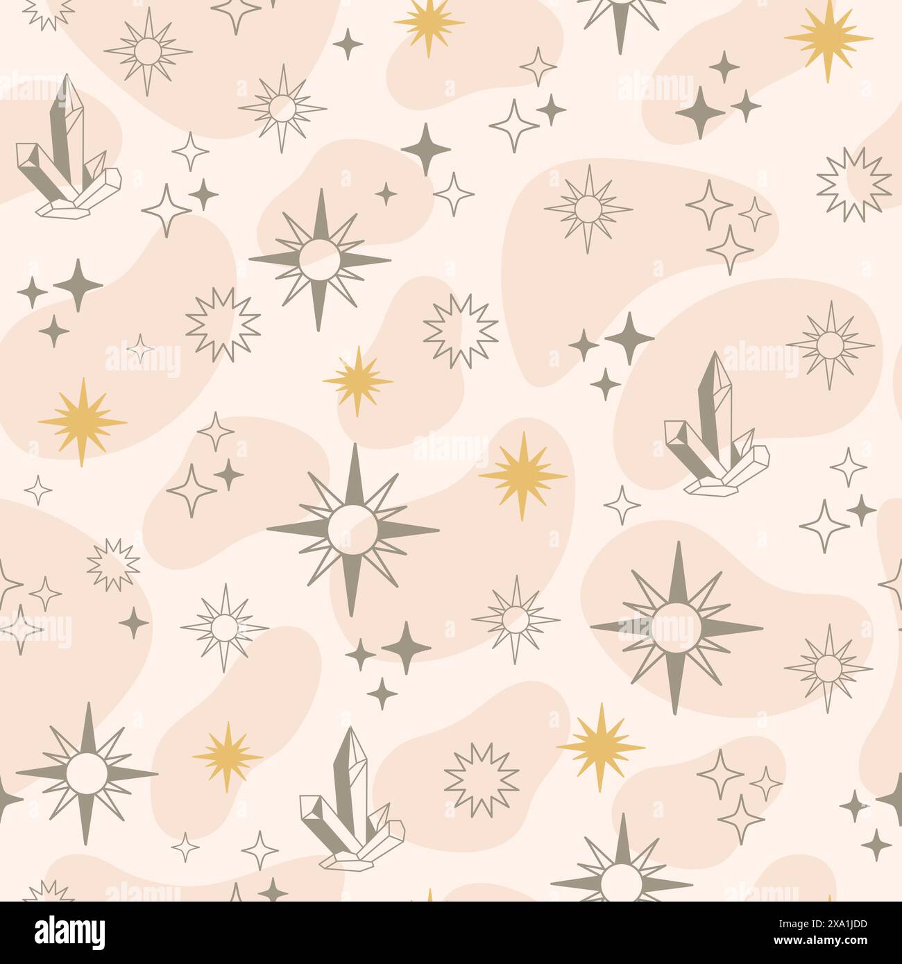 Linear boho stars and crystals seamless pattern vector Stock Vector ...
