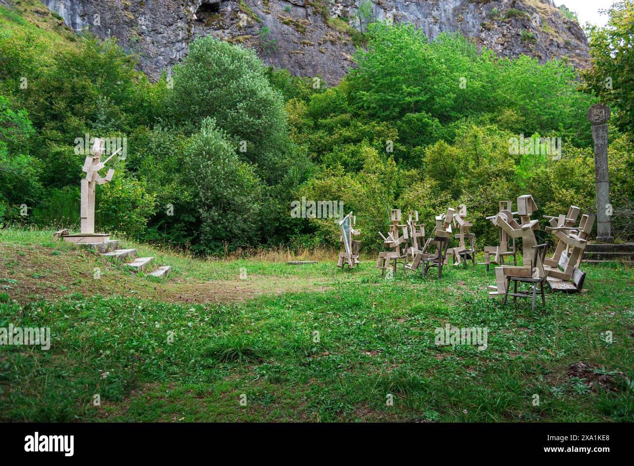 An outdoor concert among nature statues in Asturias, Spain Stock Photo ...