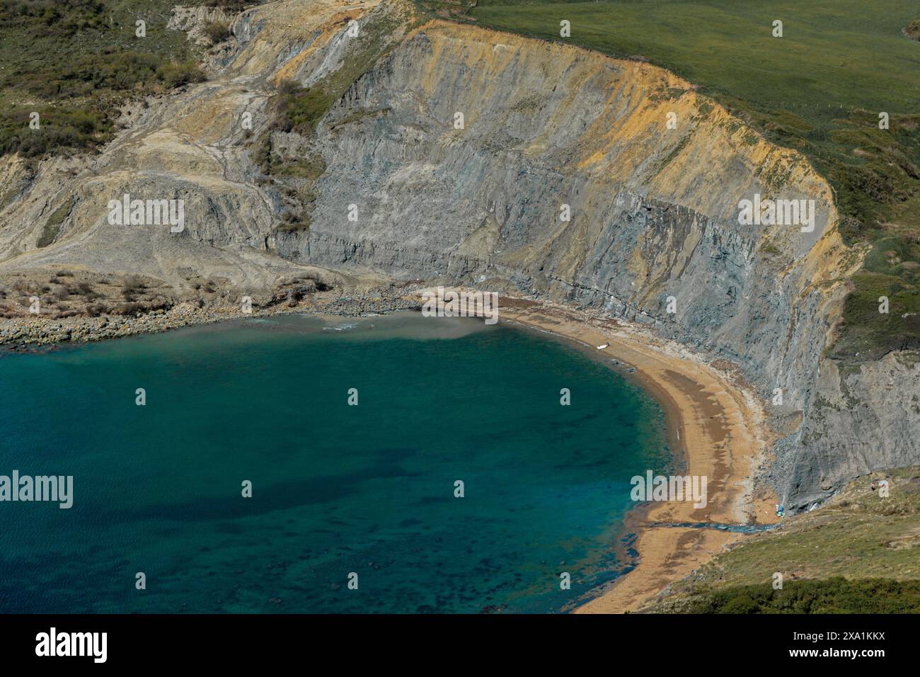 An aerial view of Chapmans Pool from the hillside Stock Photo - Alamy