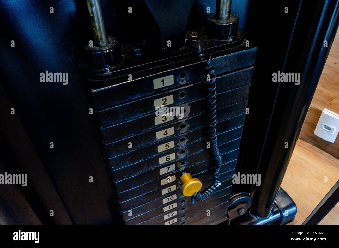 Metal cabinet with buttons and handles in a spacious room Stock Photo ...