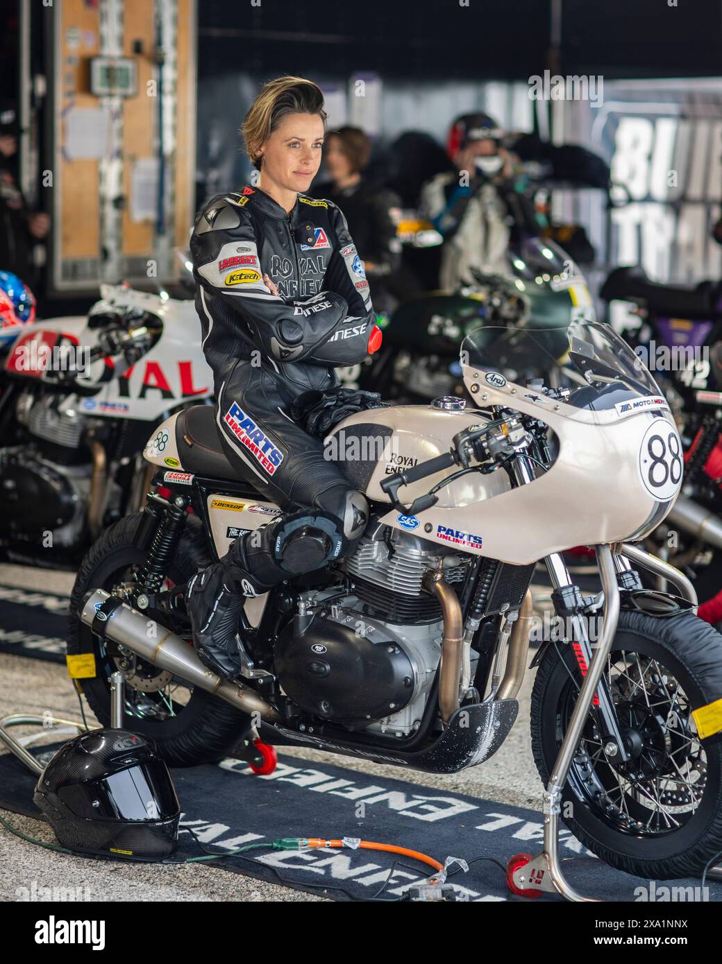 June 02, 2024: Royal Enfield rider #88 Camille Conrad gets ready before the MotoAmerica Royal ...