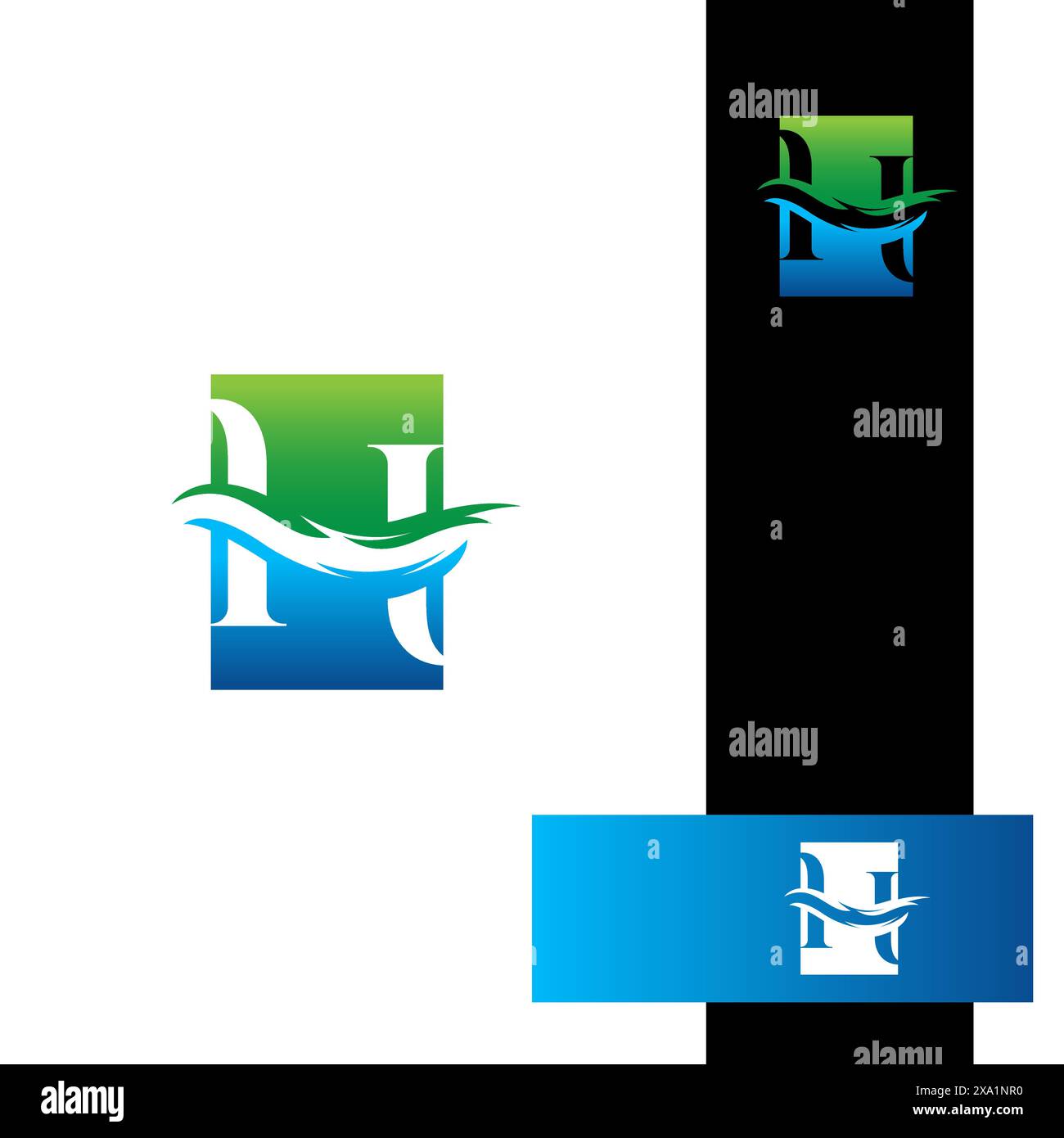 Initial H letter Color With White Background Logo Design vector ...