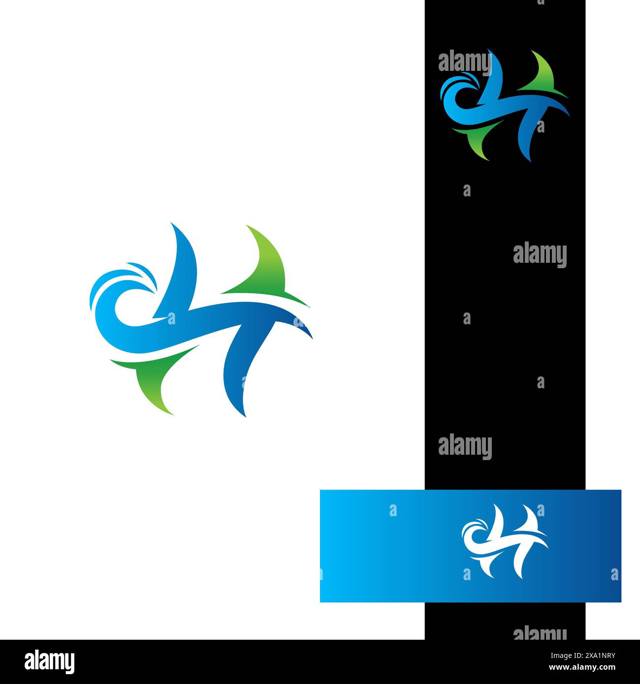 Initial H letter Color With White Background Logo Design vector ...