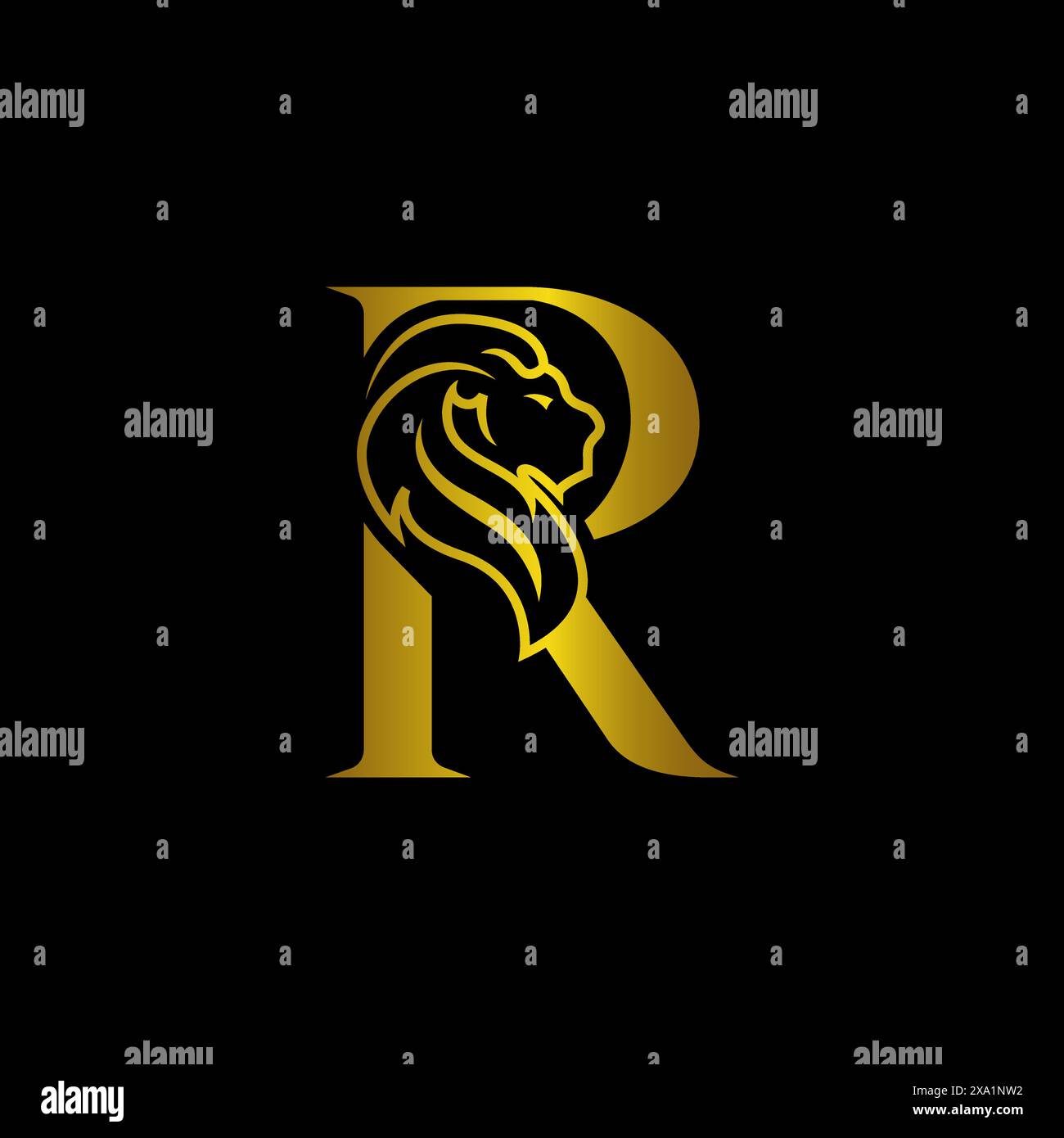 initial letter R with lion, Letter R and lion silhouette combination ...