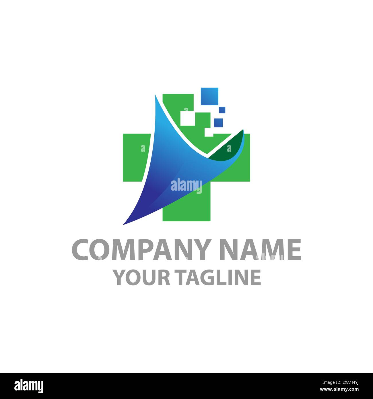 Modern Hospital Pharmacy Cross with digital data square connection logo ...