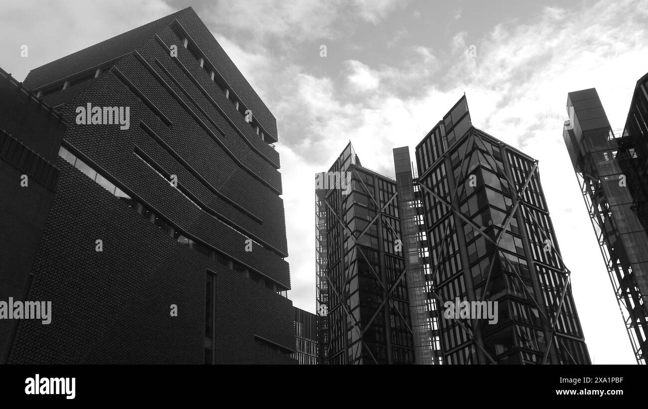 A monochrome cityscape featuring buildings Stock Photo - Alamy