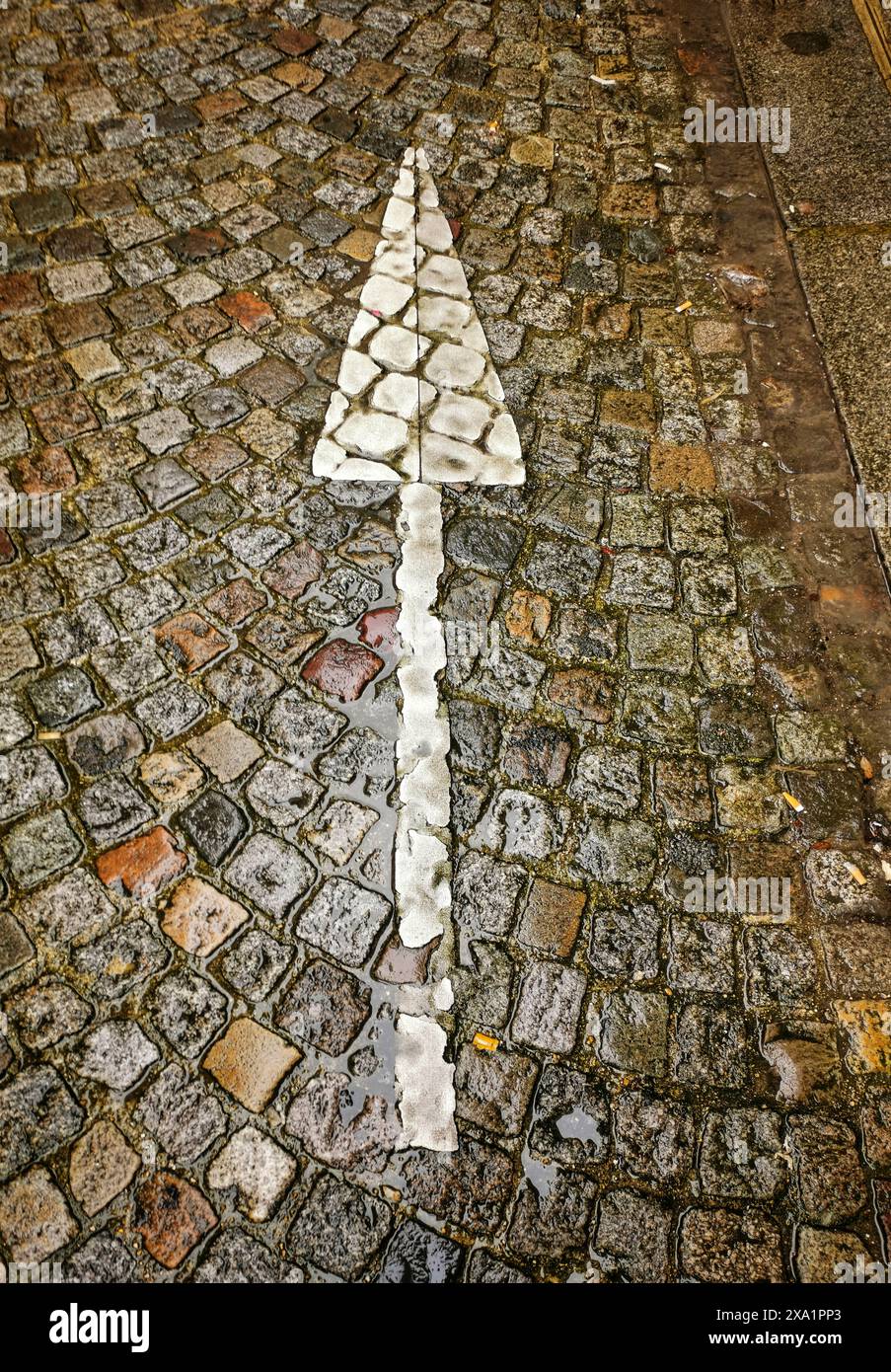 An arrow on a cobblestone path Stock Photo - Alamy